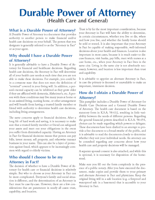 Kansas Financial Power of Attorney Form PDF - Free Printable Legal Forms