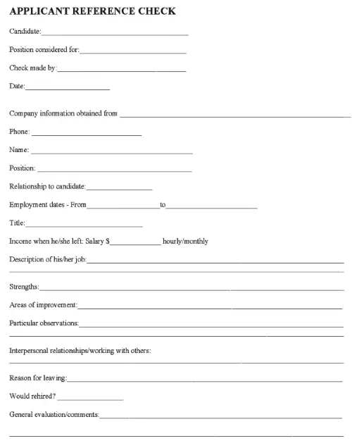 Free Employee Reference Check Word Free Printable Legal Forms